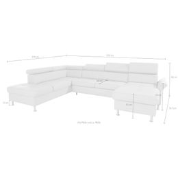 exxpo - sofa fashion Wohnlandschaft &raquo;Maretto, bequem und komfortabel, viel Platz, Breite 330cm, U-Form&laquo; inkl. Kopfteilverstellung f&uuml;r mehr Sitzkomfort