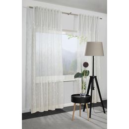 Gardine &raquo;Schal Dolly-Voile Ranke&laquo; Schlaufen 1 Stk. tlg. mit Gardinenband und verdeckten Schlaufen beige Polyester
