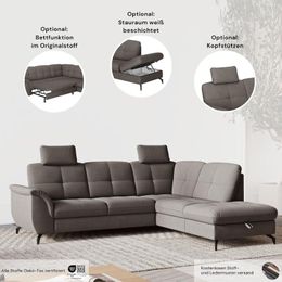 Sit & More sit&more Wohnlandschaft &raquo;Zora&laquo; wahlweise mit Bettfunktion und Bettkasten braun 90% Polyester 10% Polyamid