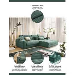 3C Candy Ecksofa &raquo;Stripes Mega-Sofa, bequem und komfortabel, L-Form&laquo; Lose R&uuml;ckenkissen, mit feiner Quersteppung, Cord-Bezug grau 88% Polyester, 12% 