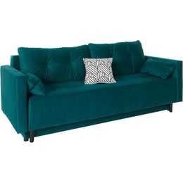 Collection AB Schlafsofa &raquo;Solar&laquo; Bettfunktion, Bettkasten, Federkern und loser R&uuml;cken- und Zierkissen blau Luxus-Microfaser (100% Polyester);