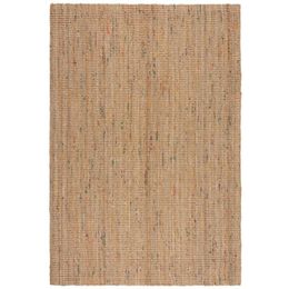 FLAIR RUGS Teppich &raquo;Jute Boucle&laquo; rechteckig 7 mm H&ouml;he aus 100% Jute, mit Fransen, aus Naturfasern bunt Jute