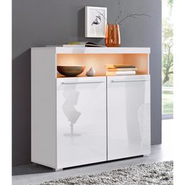 Inosign Kommode &raquo;India, Breite 91cm, stilvolle Anrichte mit 2 T&uuml;ren und offene Fach&laquo; Sideboard viel Stauraum, ohne Beleuchtung wei&szlig; ABS-Kunststoff, 