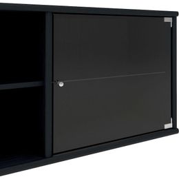 Lowboard &raquo;Mistral, Hochwertig Schrank, h&auml;ngend/stehend montierbar&laquo; mit zwei Glast&uuml;ren, B: 133 cm, anpassungsbar Designm&ouml;bel schwarz