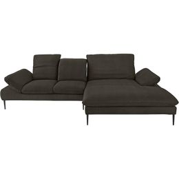 W.Schillig Ecksofa &raquo;enjoy&MORE, Designsofa, elegant und bequem, L-Form&laquo; Sitztiefenverstellung, F&uuml;&szlig;e schwarz pulverbeschichtet, Breite 310 cm gr&uuml;n 