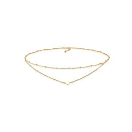 Elli Damen Collier &raquo;Choker Layer Kugelkette Herz 925 Silber&laquo; gold