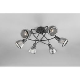 Trio Leuchten Deckenleuchte &raquo;TARIFA, 6-flammige Deckenlampe exkl 6xE14 max 10W, Glas H&auml;ngelampe&laquo; E14 1 Stk. warmwei&szlig; - kaltwei&szlig; &Oslash; 59cm, Glas 