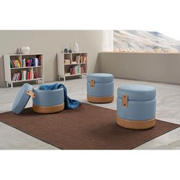 Egoitaliano Hocker &raquo;Tonder, Designhocker als Blickfang mit tollen Details&laquo; 1 Stk. tlg. inkl. Stauraum blau Leder &raquo;BULL&laquo; (echtes Rindsleder). Geschliffenes, 