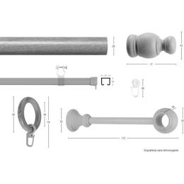 Garesa Gardinenstange &raquo;NOVA&laquo; &Oslash; 28 mm 2 l&auml;ufig-l&auml;ufig Wunschma&szlig;l&auml;nge Vorhanggarnitur Holz, verl&auml;ngerbar, Wandmont.,mit Ringe/2 Lauf Gleiter braun 