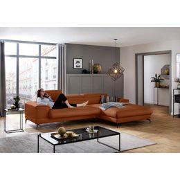 W.Schillig Ecksofa &raquo;piedroo, Designsofa mit tollem Sitzkomfort, L-Form&laquo; Kopfteilverstellung, wahlweise mit Sitztiefenverstellung, Breite 303cm braun 