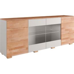 Home Affaire Sideboard &raquo;Citra teilmassiv&laquo; Breite 200cm,moderne grifflose Optik mit push to open Funktion grau FSC -zertifizierter Holzwerkstoff, 