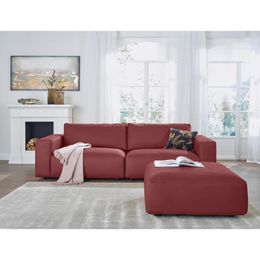 Musterring Big-Sofa &raquo;LUCIA&laquo; in vielen Qualit&auml;ten und 4 unterschiedlichen N&auml;hten, 3-Sitzer rot Flachgewebe FLORIS (100% Polyester);Flachgewebe VALMONT (60% 