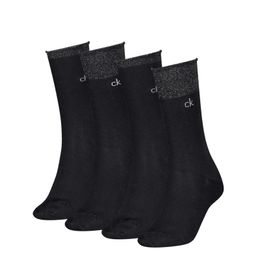 Calvin Klein Damen Socken &raquo;CK WOMEN SOCK 4P HOLIDAY PACK LUREX&laquo; 4er Pack, 4 Stk. tlg. Glitzerf&auml;den, Logostickerei, kleiner Rollrand schwarz - (37/41)