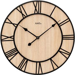 AMS AMS Wanduhr &raquo;W9649&laquo; Quarzuhr,Holz,Wohnzimmer,Esszimmer,K&uuml;che,Arbeitszimmer,B&uuml;ro,&Oslash;60cm braun