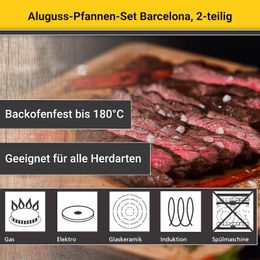 Kr&uuml;ger Pfannen-Set &raquo;Barcelona&laquo; Aluminiumguss Set, 2 Stk. tlg. &Oslash; 24/28 cm, Induktion schwarz