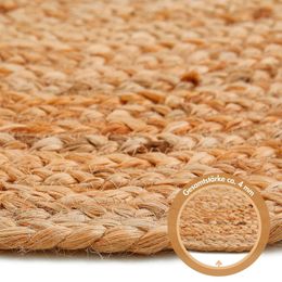 LUXOR living Teppich &raquo;Mamda 2, Juteteppich&laquo; rund 4 mm H&ouml;he Flachgewebe, handgeflochten, Flecht Design, Naturfaser, Boho-Style beige Jute