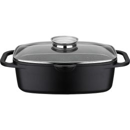 GSW Topf-Set &raquo;Gourmet&laquo; Set, 3-tlg. Pfannen-Set, 2 Glasdeckel, 1 Br&auml;ter, 1 Wok, 1 K&uuml;chenzange, 8 Stk. tlg. Aluminiumguss schwarz