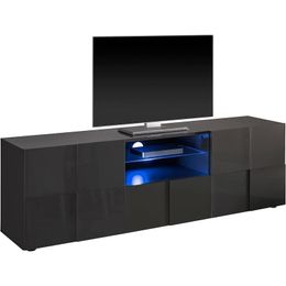 Home Affaire Lowboard &raquo;Dama Breite 181 cm, TV-Board 2 T&uuml;ren, 1 Schubkasten, TV-Schrank&laquo; Front in 3D-Optik, viel Stauraum, verschiedene Farben grau