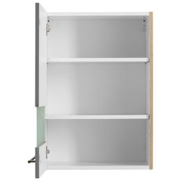 Optifit Glash&auml;ngeschrank &raquo;Bern&laquo; Breite 50 cm, Front mit Milchglas-Einsatz, mit Metallgriff grau