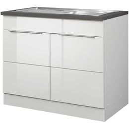 KOCHSTATION Sp&uuml;lenschrank &raquo;KS-Brindisi&laquo; 100 cm breit, inklusive Einbausp&uuml;le wei&szlig; Holzwerkstoff, MDF