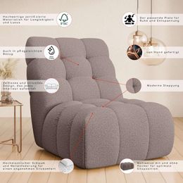 Home Affaire Sessel &raquo;AURELIAN, Love Seat XXL, Lese-Sessel, Big-Sessel&laquo; mit Wellenunterfederung, Velours, Struktur fein, Struktur grob grau 100% 