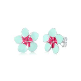 Elli Damen Paar Ohrstecker &raquo;Frangipani Bl&uuml;te Natur Blume Emaille 925 Silber&laquo; bunt