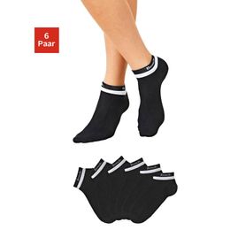 Bench. Damen Kurzsocken Packung, 6 Stk. tlg. mit doppelten B&uuml;ndchen schwarz 35-38