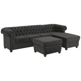 Home Affaire Chesterfield-Sofa &raquo;New Castle L-Form&laquo; hochwertige Knopfheftung in Chesterfield-Design, B/T/H: 255(171/72) grau