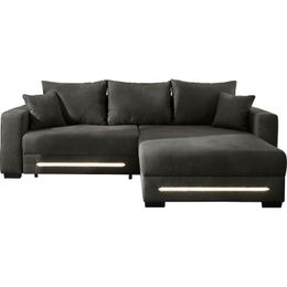 Jockenh&ouml;fer Ecksofa &raquo;Spotlight XL L-Form, B: 261 cm&laquo; mit Bettfunktion, Bettkasten, Licht & 2 Zierkissen grau Korpus: 100% Polyester;Kissen: 100% Polyester