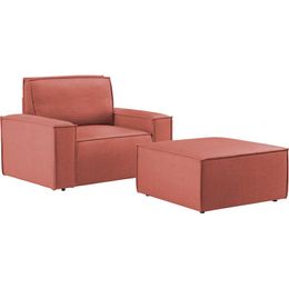 Home Affaire Sessel &raquo;SHERWOOD&laquo; Loveseat und Hocker im Set, passend zur Polster-Serie SHERWOOD rot 100% Polyester
