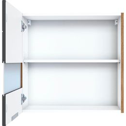 KOCHSTATION H&auml;ngeschrank &raquo;KS-Luhe&laquo; 60 cm breit, hochwertige MDF-Fronten mit Glaseinsatz grau MDF