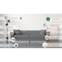 Home Affaire 4-Sitzer &raquo;MATTHEW elegantes Designsofa, Ma&szlig;e B/T/H: 231/86/74 cm&laquo; XXL, Steppung im R&uuml;cken, lose Sitzkissen, incl 2. Zierkissen grau 100% 