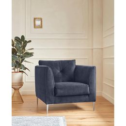 Trendmanufaktur Sessel &raquo;Chilltime, Loungesessel, Komfortsitzh&ouml;he 46cm, Breite 85cm, bequem&laquo; mit eleganter Kreuznaht im R&uuml;ckenkissen blau