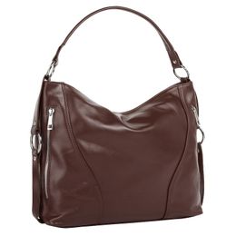 Samantha Look Damen Henkeltasche echt Leder, Made in Italy braun