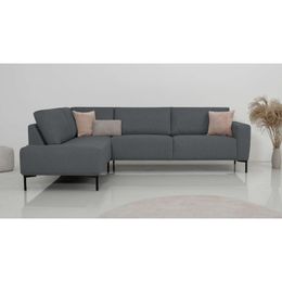 OTTO home Ecksofa &raquo;Melby&laquo; Breite 275 cm, in einem weichen Struktur Stoff, lose R&uuml;ckenkissen grau 100% Polyester