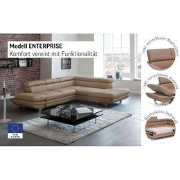 COTTA Ecksofa &raquo;Enterprise L-Form&laquo; mit Arm- & Kopfteilverstellung, wahlweise mit Bettfunktion braun Struktur (100% Polyester );Chenille (90% Polyester;