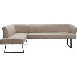 exxpo - sofa fashion Eckbank &raquo;Americano&laquo; mit Keder und Metallf&uuml;&szlig;en, Bezug in verschiedenen Qualit&auml;ten braun