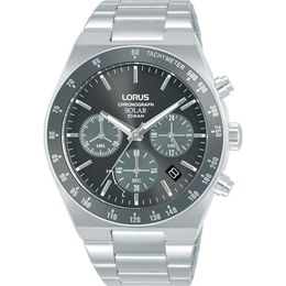 Lorus Herren Lorus Chronograph Armbanduhr, Solar, Herrenuhr, Edelstahlarmband, Datum, Stoppfunktion silber