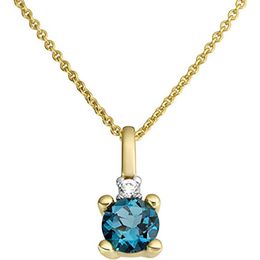 Firetti Damen Kettenanh&auml;nger &raquo;Schmuck Geschenk Gold 333 Halsschmuck Anh&auml;nger Kette Edelstein Solit&auml;r&laquo; () mit London Blue Topas - mit Diamant bunt