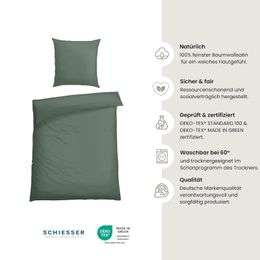 Schiesser Bettw&auml;sche &raquo;Ella seidenmattes Premiumbettw&auml;scheset aus feinstem Baumwollsatin&laquo; 2 Stk. tlg. Made in Green gr&uuml;n Satin, Obermaterial: 100% Baumwolle
