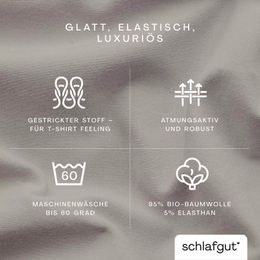 Schlafgut Spannbettlaken &raquo;Premium&laquo; Zero Waste Verpackung, PREMIUM Qualit&auml;t beige Mako-Zwirn-Jersey, Obermaterial: 95% Baumwolle, 5% Elasthan