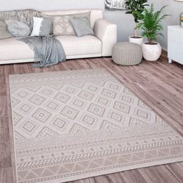 Paco Home Teppich &raquo;Vermont 184&laquo; rechteckig 4 mm H&ouml;he Flachgewebe, modernes Design mit Rauten, gesteift, Outdoor geeignet beige Polypropylen