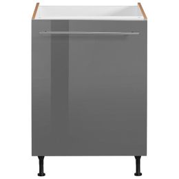 Optifit Sp&uuml;lenschrank &raquo;Bern&laquo; 60 cm breit, mit 1 T&uuml;r, mit h&ouml;henverstellbaren F&uuml;&szlig;en, mit Metallgriff grau