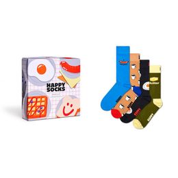 Happy Socks Damen Langsocken 4er Pack, mit lustigen Fr&uuml;hst&uuml;cksmotiven bunt 36 (40)