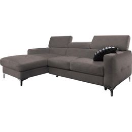 COTTA Ecksofa &raquo;Sammy L-Form&laquo; mit Kopfteilverstellung, wahlweise mit Bettfunktion grau Microfaser PRIMABELLE (100% Polyester);NaturLEDER in Sitz und 