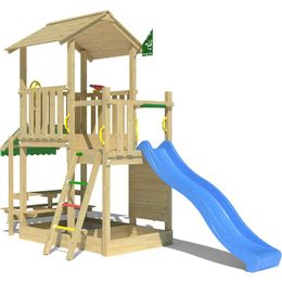 Jungle Gym Spielturm &raquo;Keep&laquo; Spielanlage mit Mini Market und Rutsche mit Wasseranschluss blau Holzwerkstoff