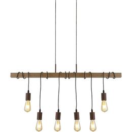 Searchlight H&auml;ngeleuchte &raquo;Barn 6Lt Pendant - Black Metal & Wood&laquo; E27 1 Stk.
