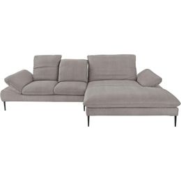 W.Schillig Ecksofa &raquo;enjoy&MORE, Designsofa, elegant und bequem, L-Form&laquo; Sitztiefenverstellung, F&uuml;&szlig;e schwarz pulverbeschichtet, Breite 310 cm grau 