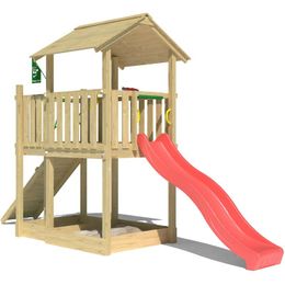 Jungle Gym Spielturm &raquo;Drift&laquo; Spielanlage inklusive Rutsche mit Wasseranschluss rot Holzwerkstoff