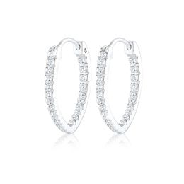 Elli Damen Paar Creolen &raquo;Creolen Oval Zirkonia Wei&szlig; 925 Sterling Silber&laquo; silber